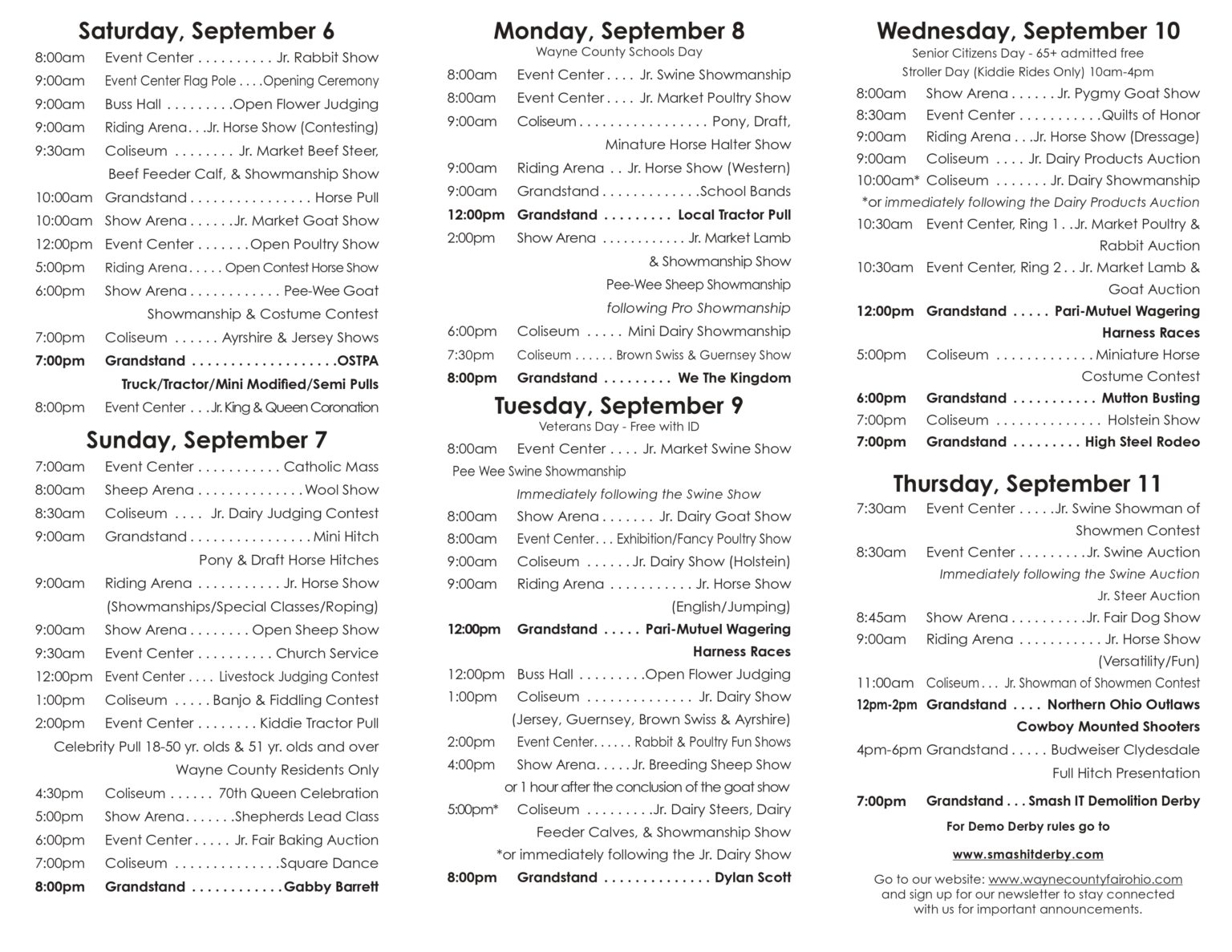 Daily Fair Schedule - Wayne County Fair